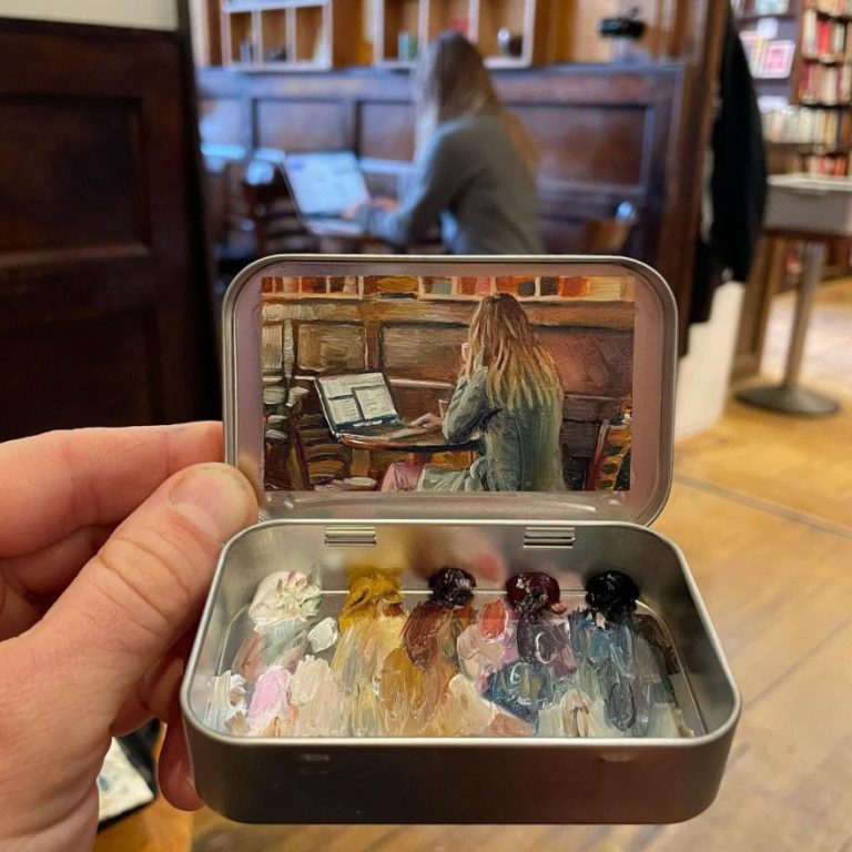 This Artist's 15 Beautiful Miniature Paintings Hidden Inside Mint Boxes