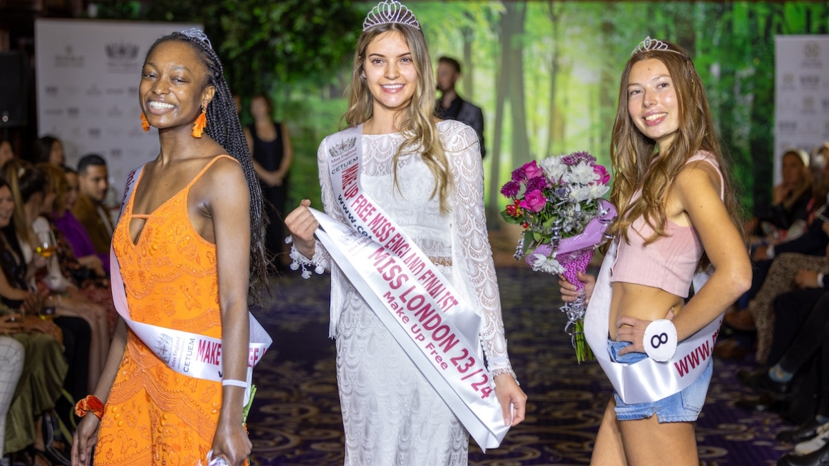 The inaugural "makeup-free" beauty pageant is won by Miss